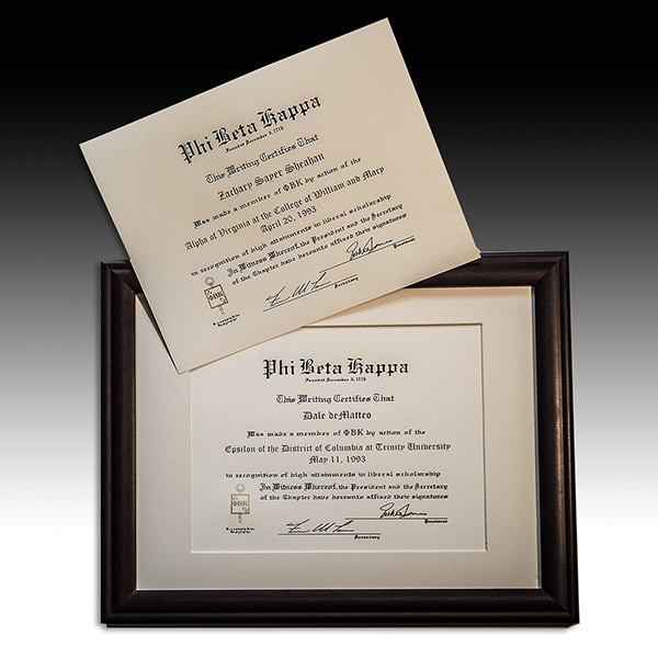 Phi Beta Kappa Phi Beta Kappa Framed Certificate 3464
